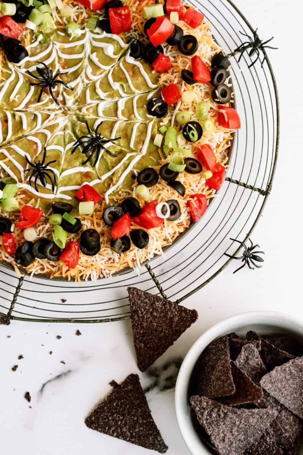 Spooky Halloween 7-Layer Dip Recipe - Six Sisters' Stuff