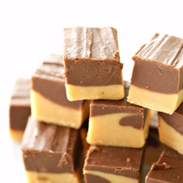Double Decker Chocolate Peanut Butter Fudge - Six Sisters' Stuff