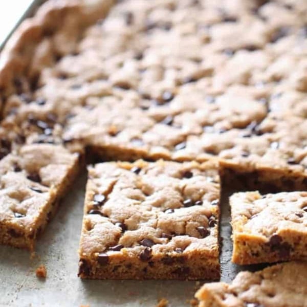Sheet Pan Chocolate Chip Cookie Bars Recipe - Six Sisters' Stuff